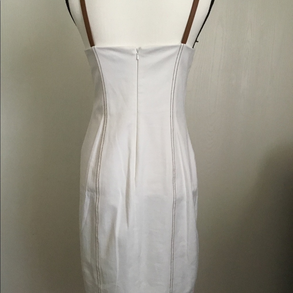 Cache White Dress With Leather Straps - Gem